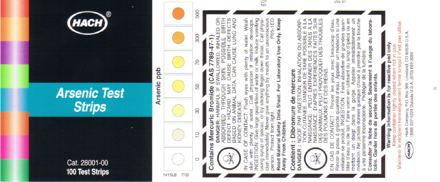 What do the labels for the Arsenic Test Strips look like?