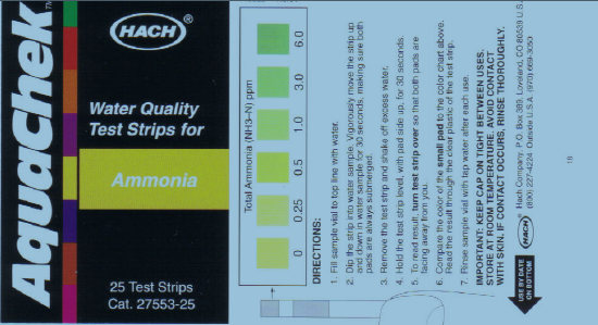 What do the labels for Ammonia (Nitrogen) Test Strips, 0-6.0 mg/L look ...